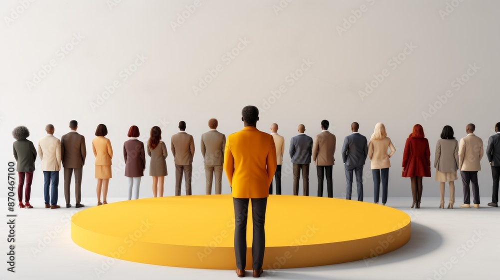 Unity symbolized group of individuals standing together, facing away on ...