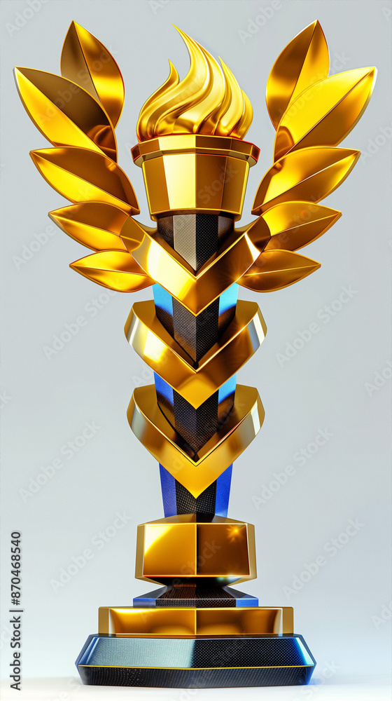 Sport golden trophy. Ultimate first place trophy. Sport gold cup of ...