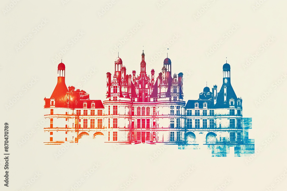 Risograph riso print travel poster, card, wallpaper banner illustration ...