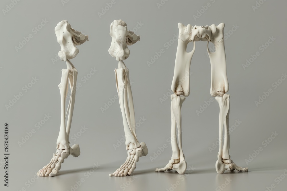 Anatomy realistic 3D model of human leg bones. Front and back view ...