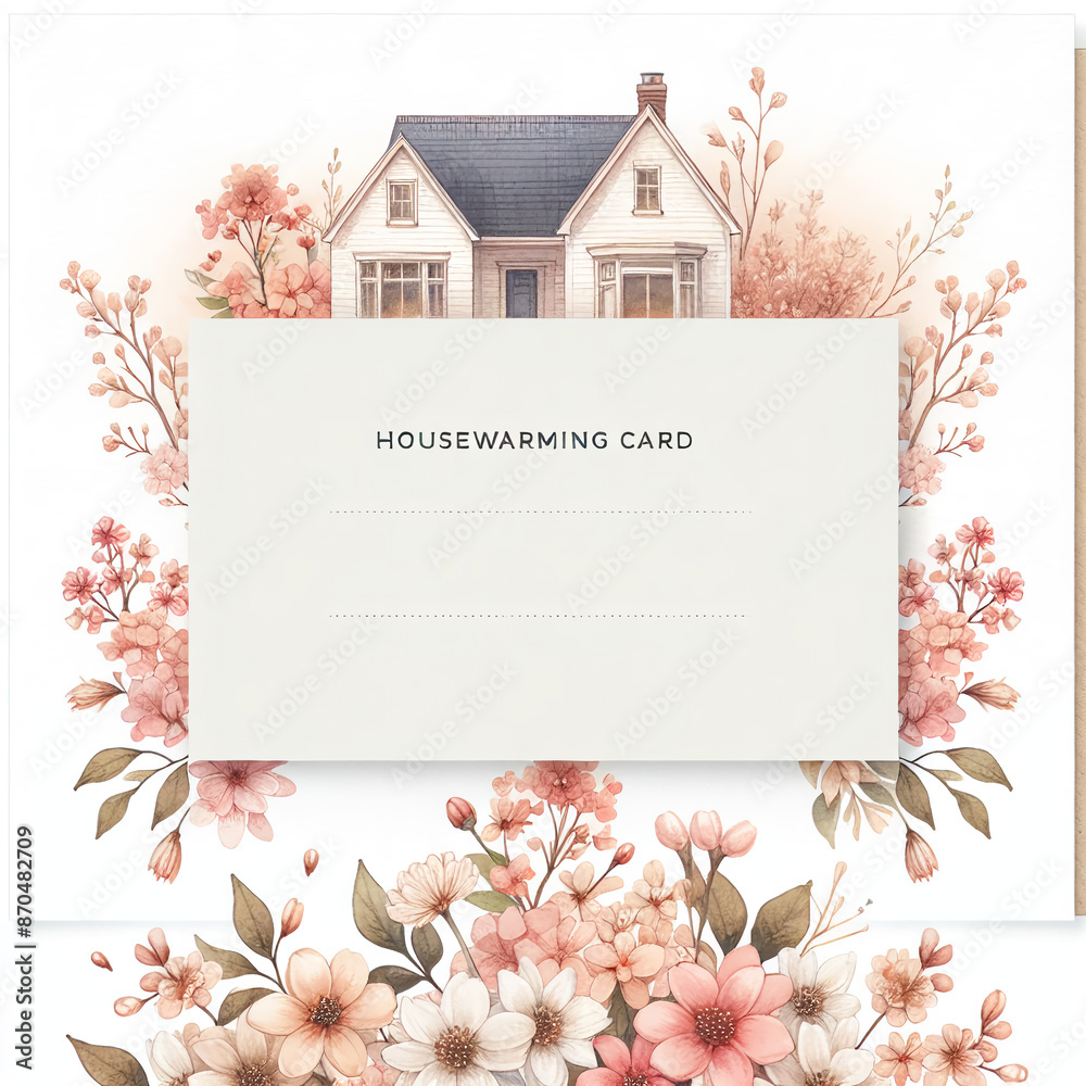 Watercolor Housewarming Card Background Design: Perfect Clipart for ...