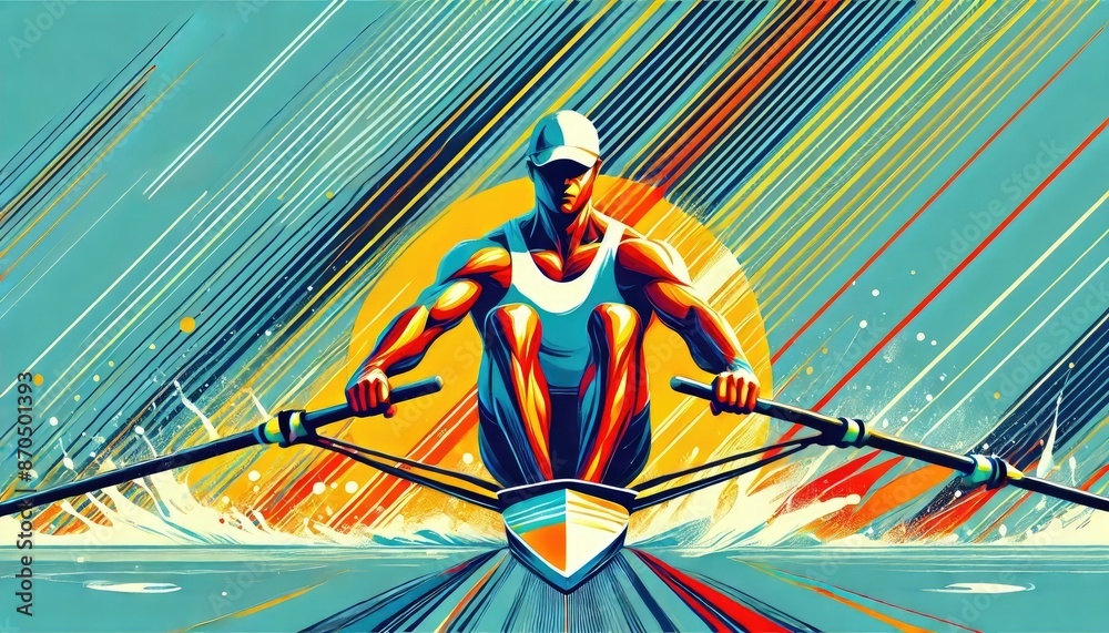 Rowing athlete, concept for the 2024 Summer Olympics Stock Illustration ...