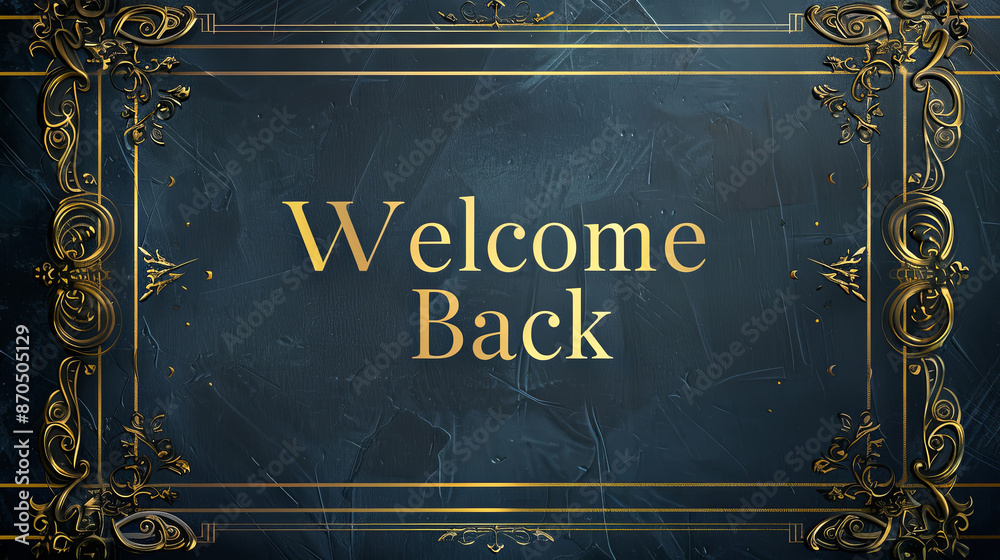 Two sophisticated "Welcome Back" banners featuring gold text on ...