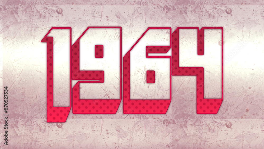 Cute 3d bold outline pink number design of 1964 on white background ...