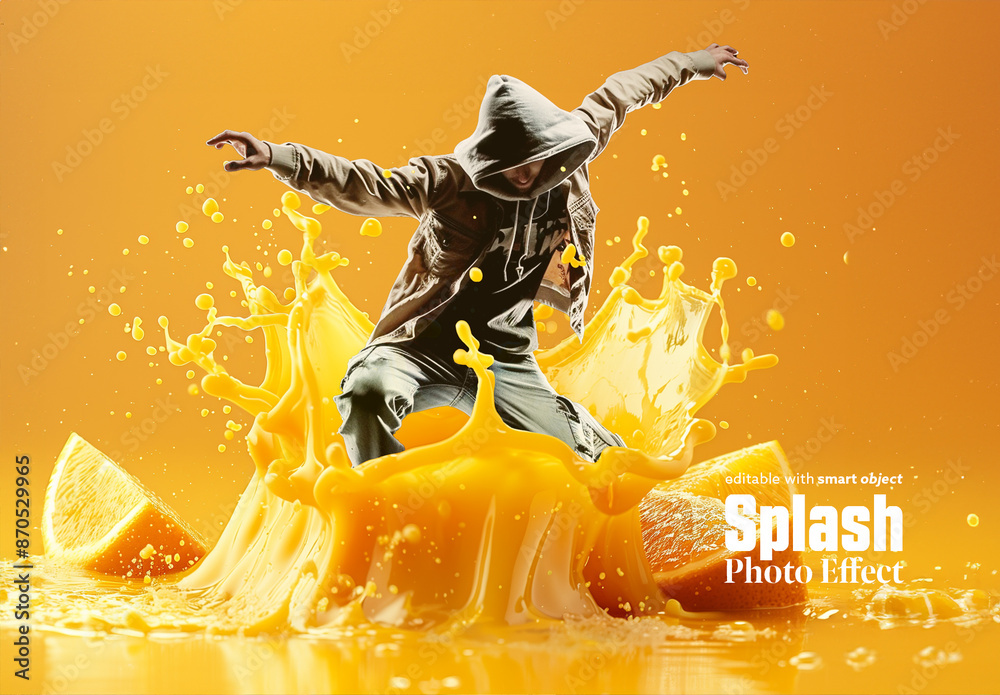 Orange Juice Splash Effect. Generated with Ai Stock Template | Adobe Stock
