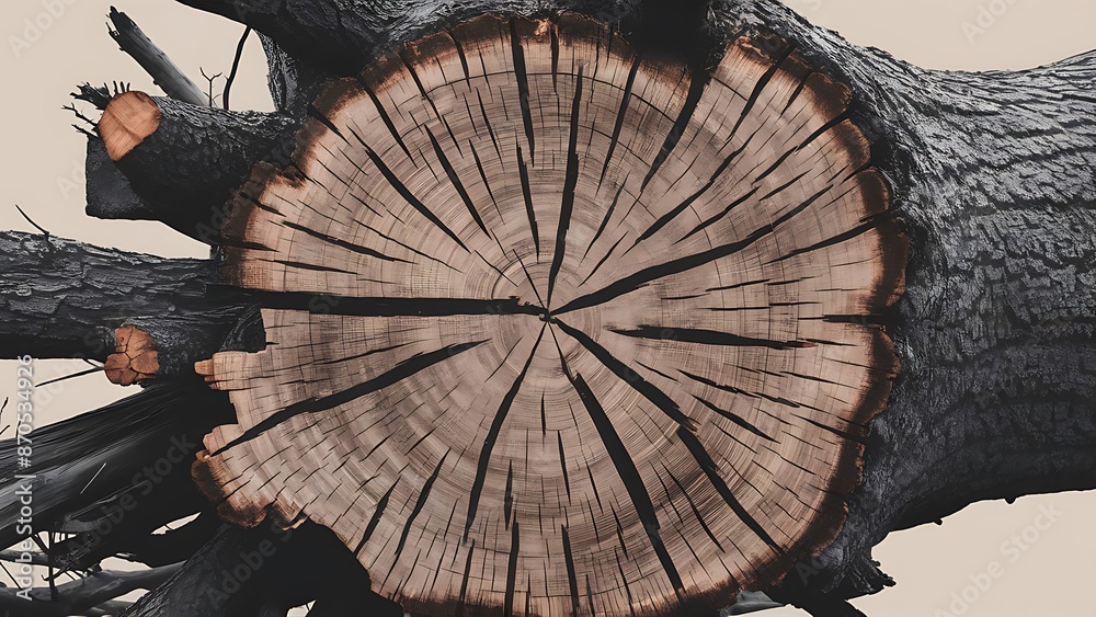 Warm gray cut wood texture. Detailed black and white texture of a ...