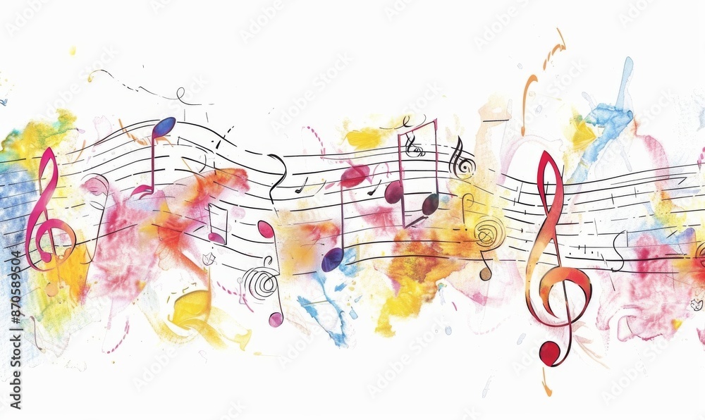 Continuous music line art note vector sketch illustration. Abstract ...