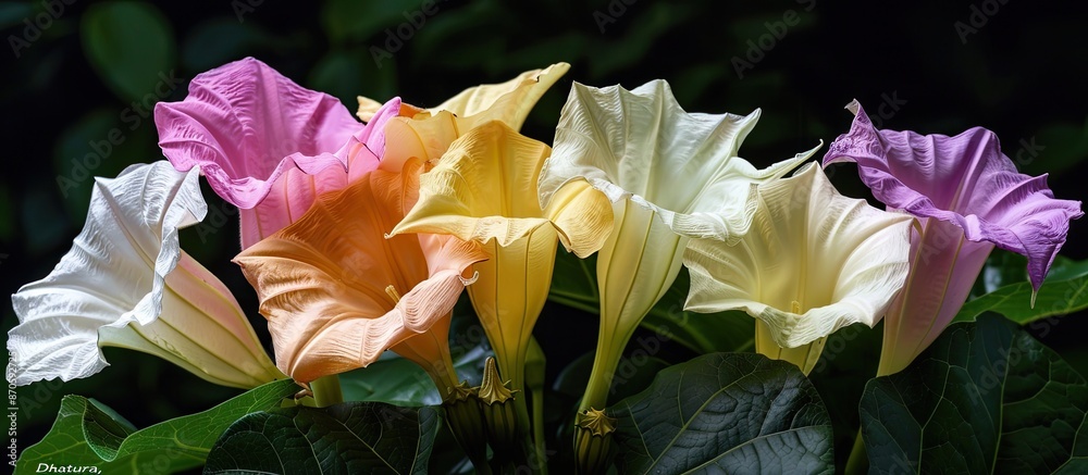 Foto de Datura flowers, originating from the Hindu term "Dhatura," also ...