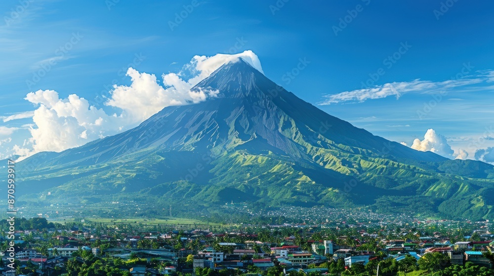 The famous and beautiful Mount Mayon of the Philippines. on a white ...