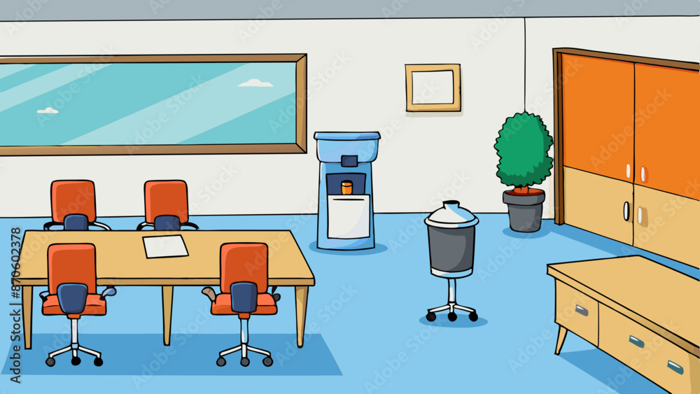 cartoon scene realistic style showing an office Stock Vector | Adobe Stock