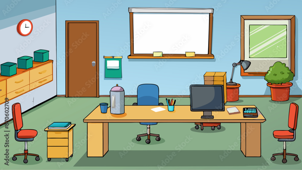 cartoon scene realistic style showing an office Stock Vector | Adobe Stock