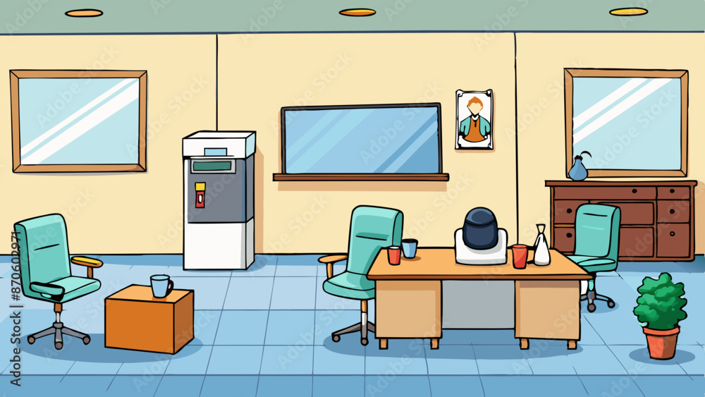 cartoon scene realistic style showing an office Stock Vector | Adobe Stock