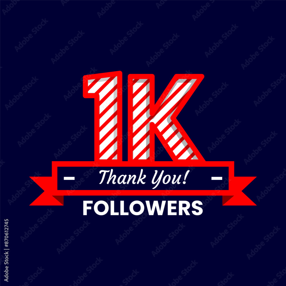 Thank You 1k Followers Banner with red and white color Decorative ...
