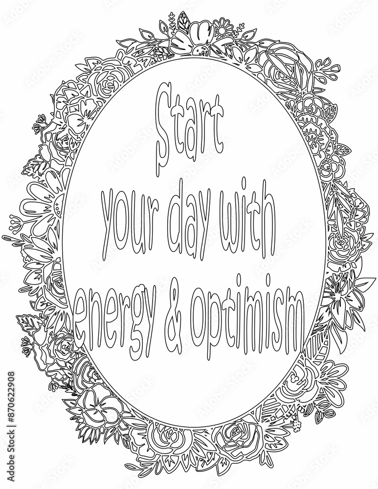 Printable floral coloring page for kids and adults with affirmation ...