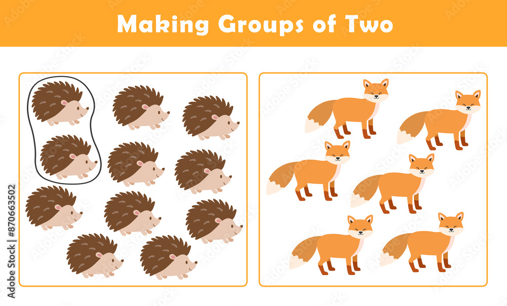 Making Groups of Two Worksheet. Grouping Picture Math Activity for Kids ...