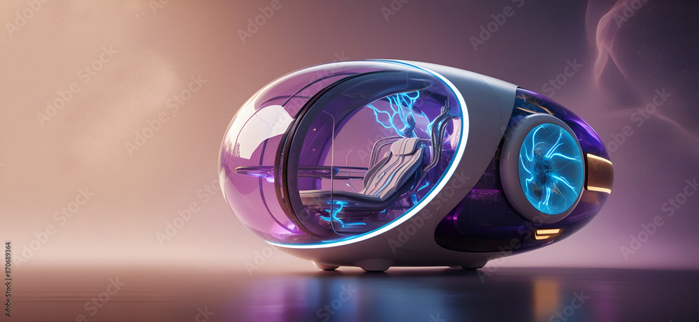 Futuristic compact toy car on white background. Modern small autonomous ...