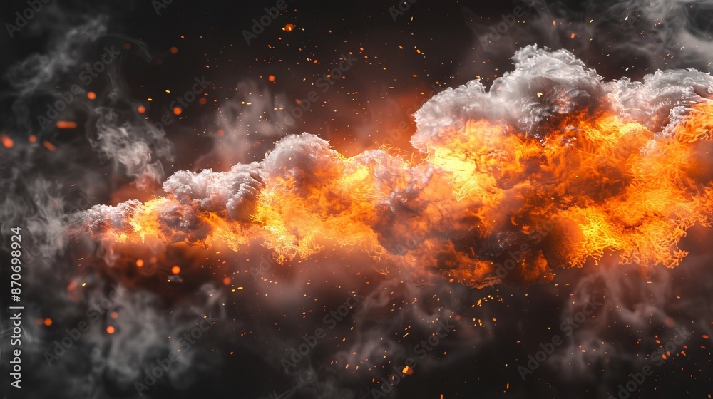 The shockwave effect and divergent wave of an explosion with a ...