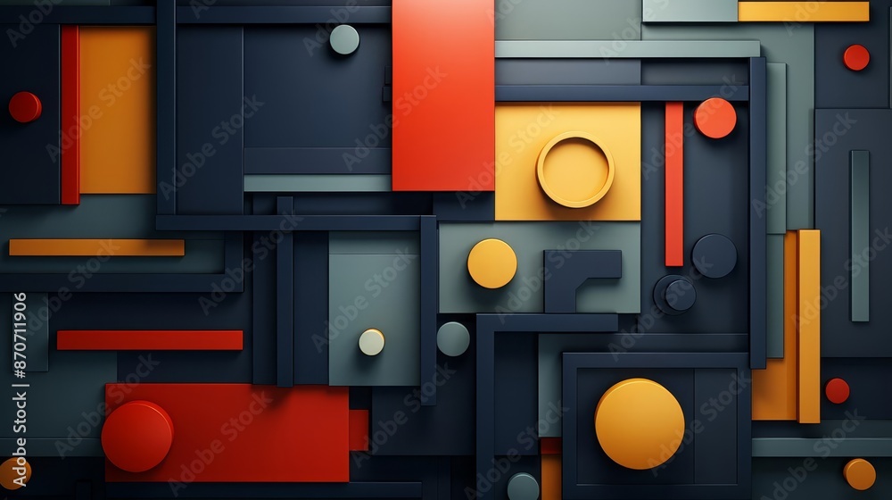 unrestrained forms flat design top view limitless art 3D render Splitcomplementary color scheme ...