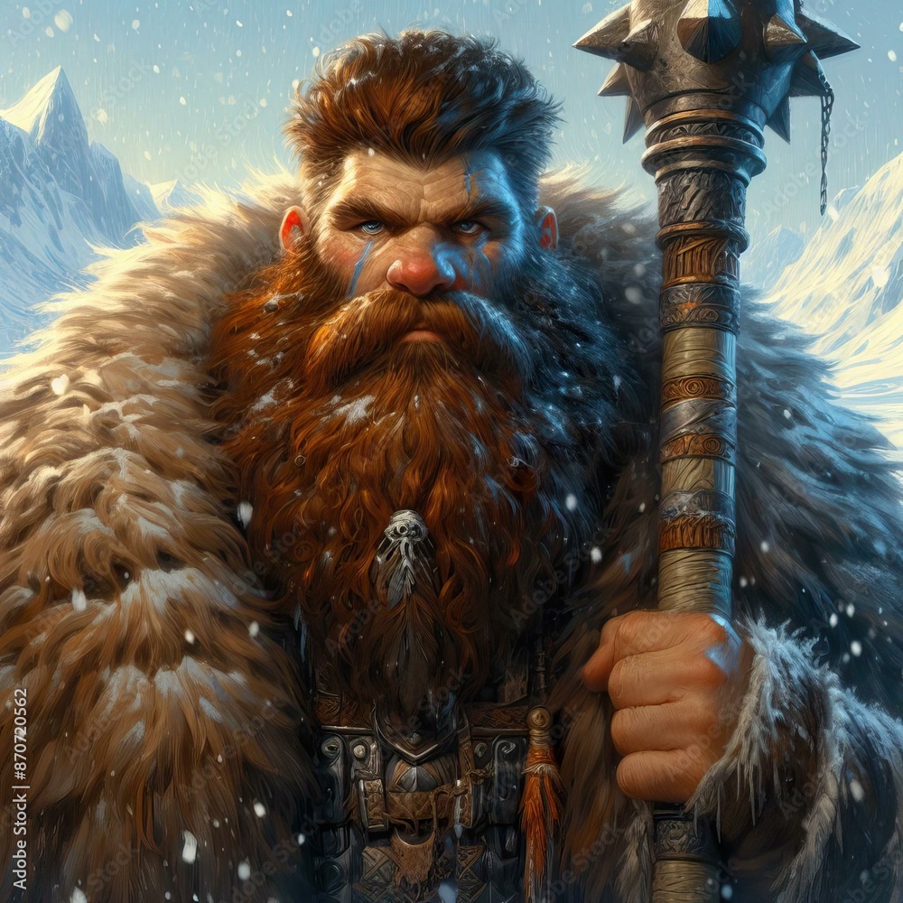 "Goliath barbarian with bear fur cloak standing proudly." fantasy ...