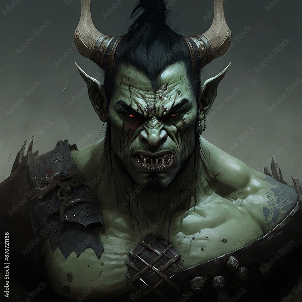 Gruumsh, a tall muscular orc with dark powers, in a fantasy setting ...