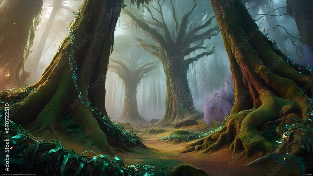 Lush forests of Endor with towering trees creating an immersive ...