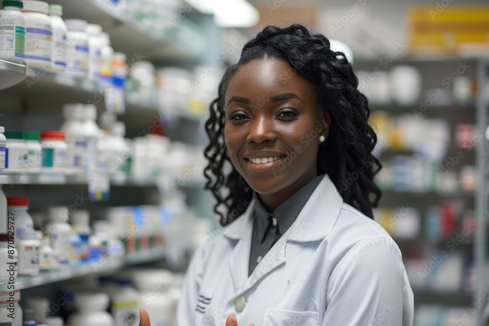 African american pharmacist working in drugstore at hospital pharmacy ...