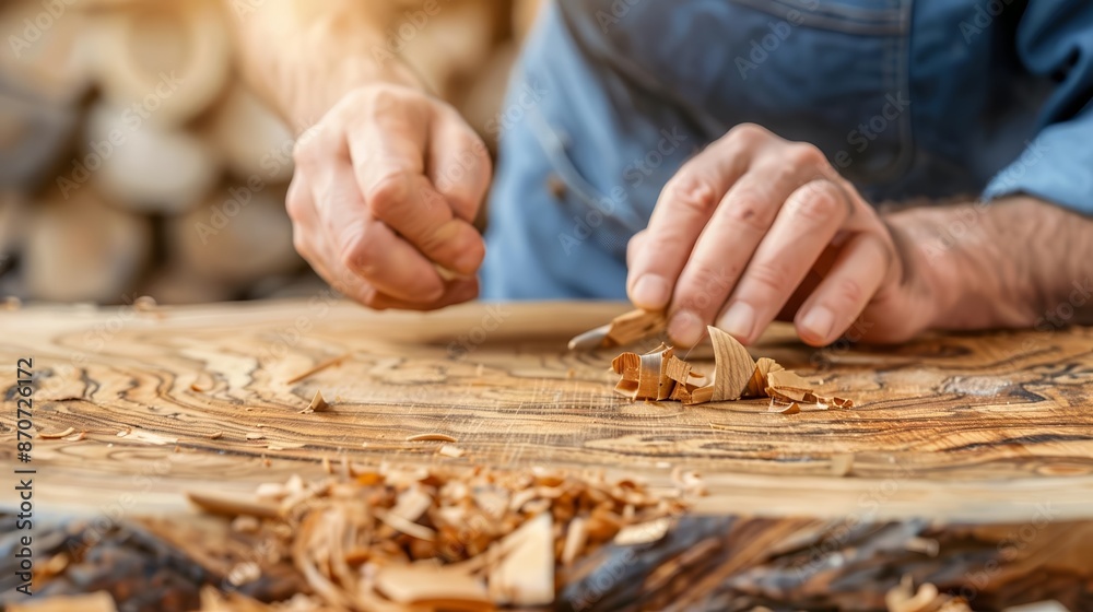 Carpenter creating a custom guitar, with detailed shaping and finishing ...