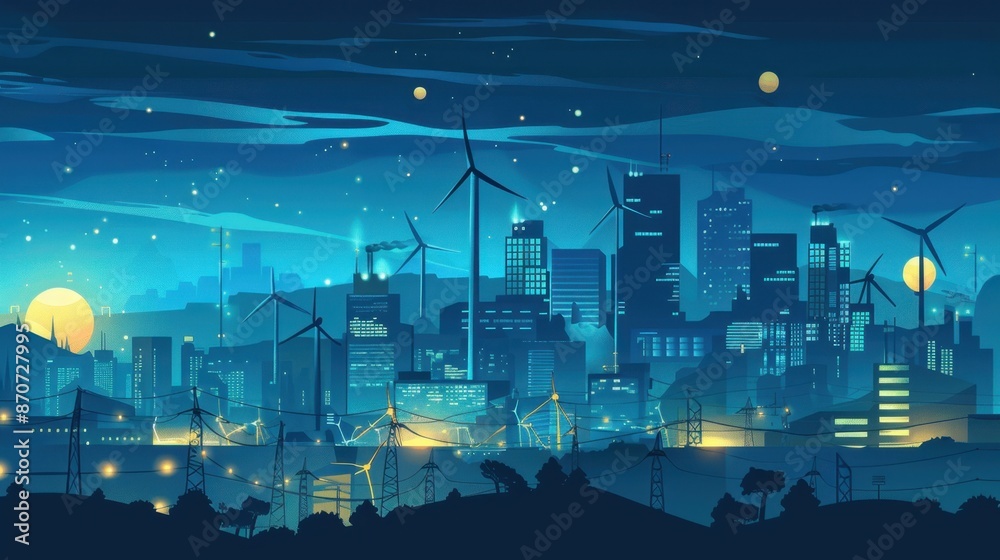 Transitioning to Sustainable Energy Sources - Vector Infographic Design ...
