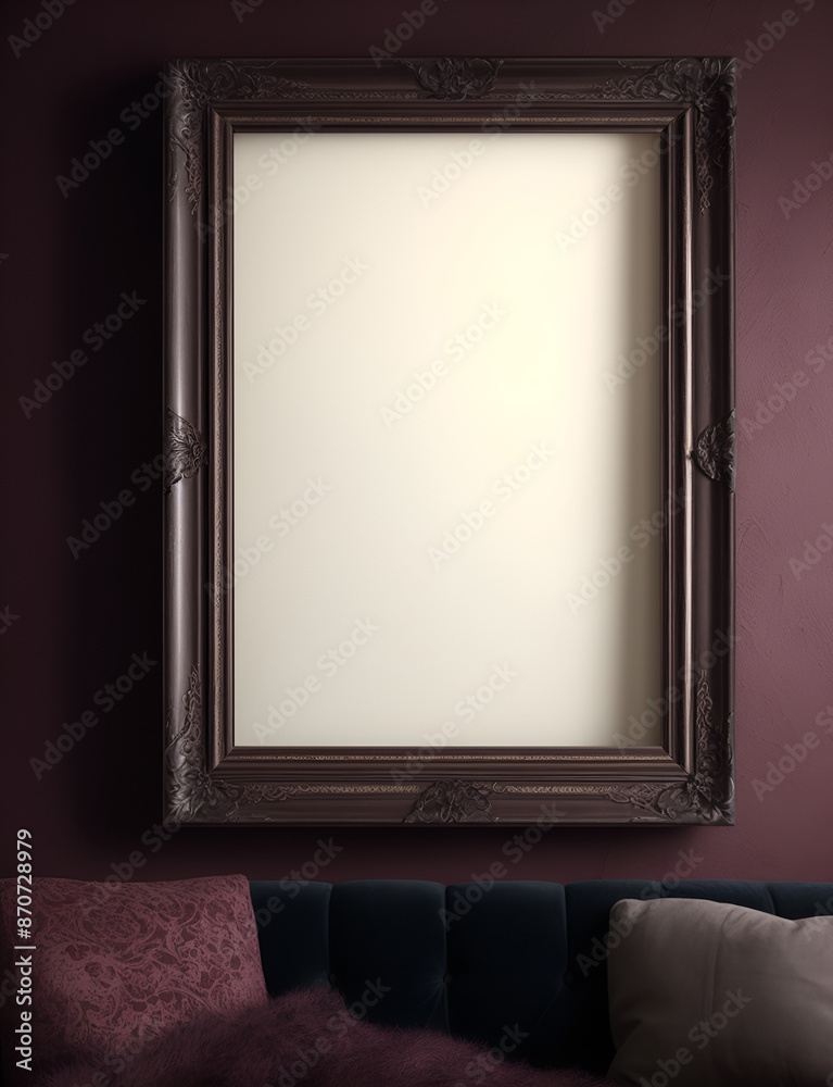 Vertical vintage frame, empty photo frame mockup with copy space ...