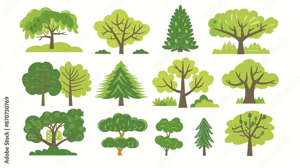 AI Generated Tree Illustration Variety Stock Illustration | Adobe Stock