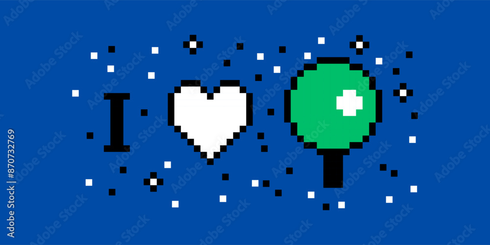 I love ping pong. Love sport pixel art 8 bit design for ping pong fans ...