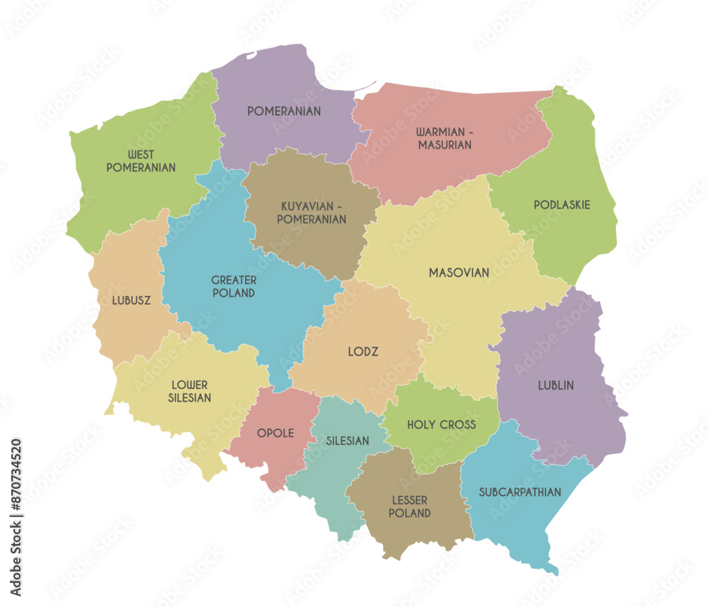 Vector map of Poland with provinces and administrative divisions ...