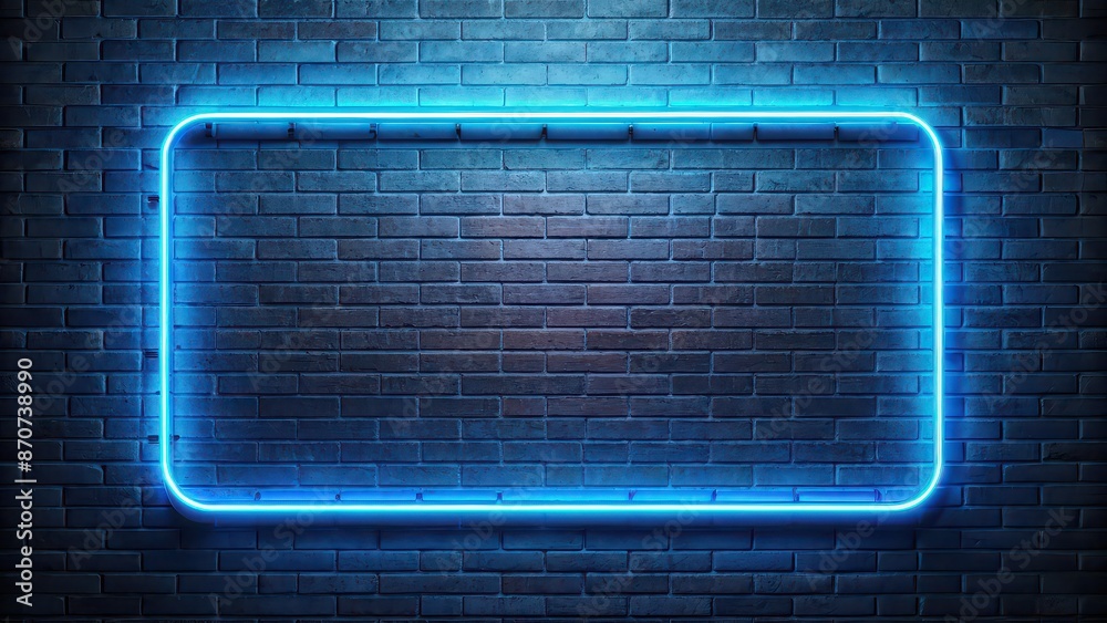 Empty neon light signboard in the night Mockup for creative advertising ...