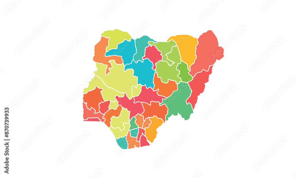 Map of Nigeria isolated modern colorful style. for website layouts ...