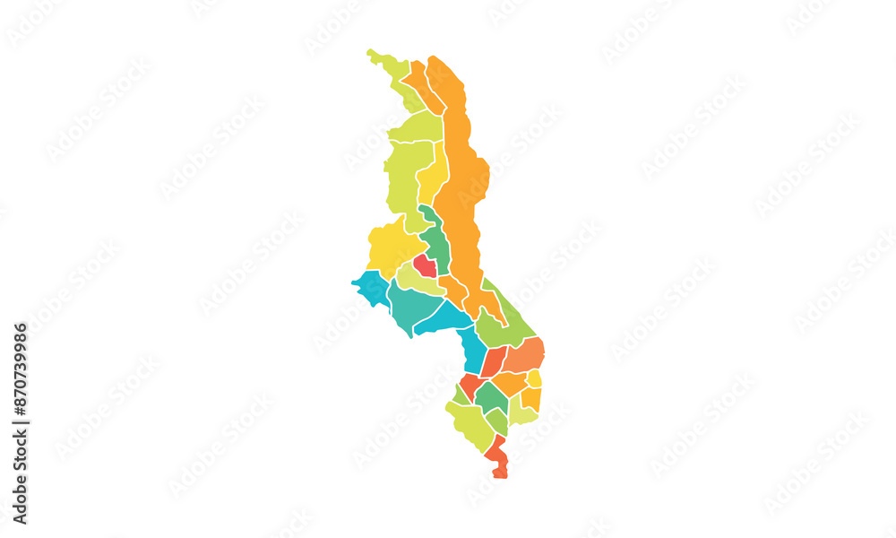 Map of Malawi isolated modern colorful style. for website layouts ...