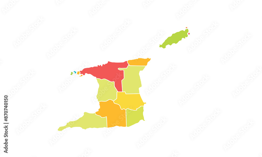 Map of Trinidad and Tobago isolated modern colorful style. for website ...