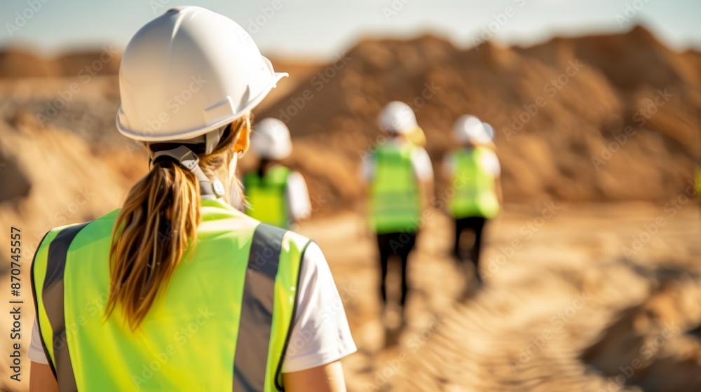 Civil engineer leading a construction site visit for students ...