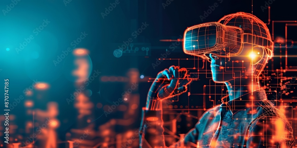 Civil engineer using virtual reality for project visualization ...