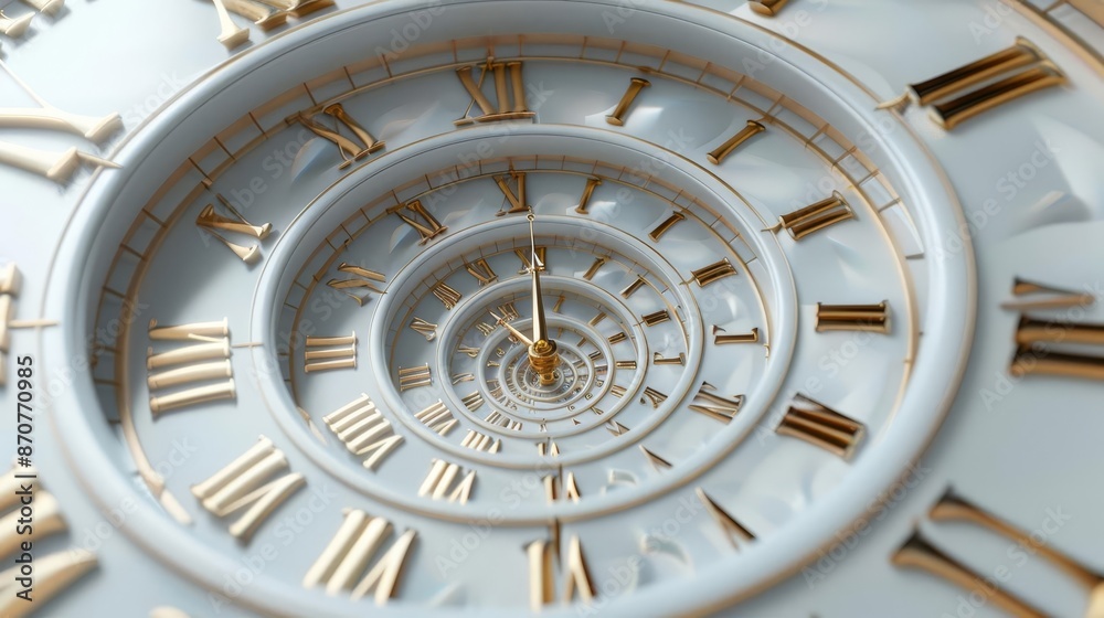 Spiral clock face with time travel concept Abstract background for ...
