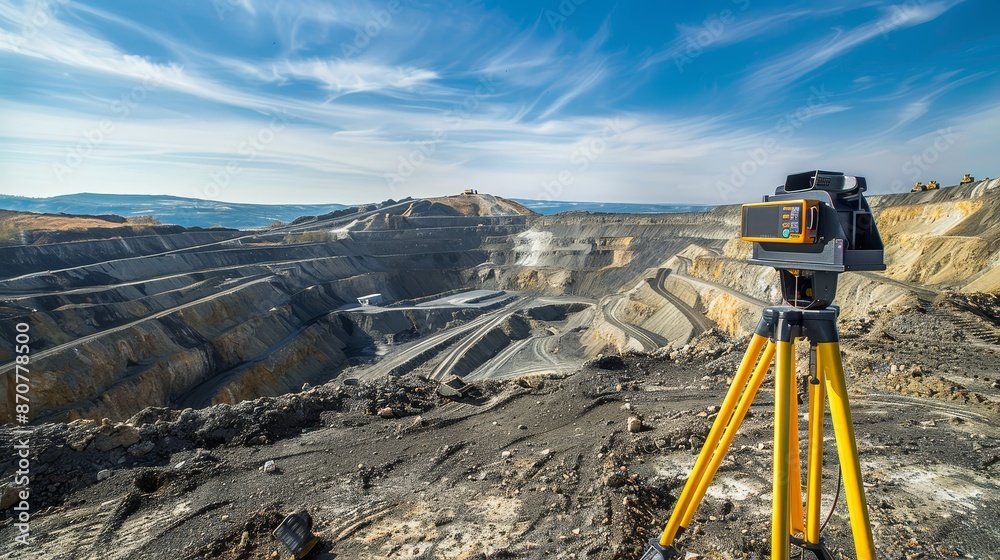 Surveying Equipment in a Large Open-Pit Mine - A surveying device ...