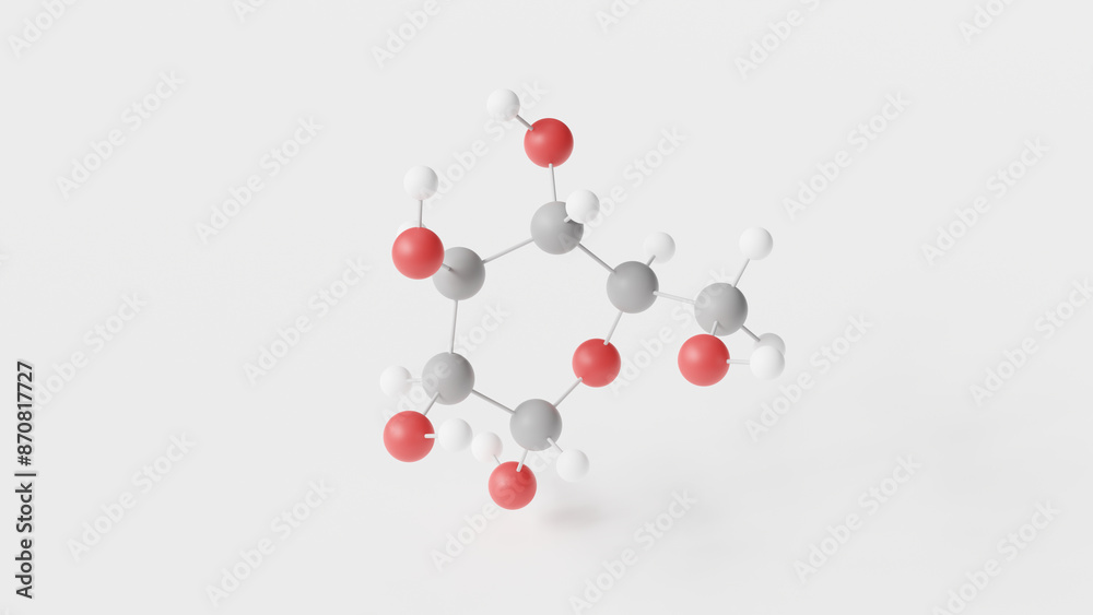 mannose molecule 3d, molecular structure, ball and stick model ...