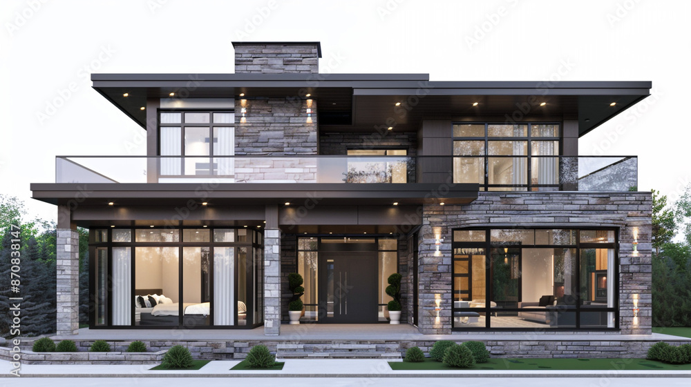 3d house model on white background. 3D house model, white background ...