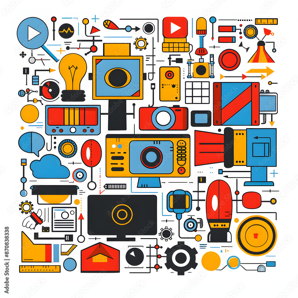 video production process vector infographic template isolated on white ...