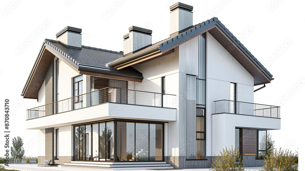 3d house model on white background. 3D house model, white background ...