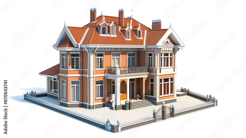 3d house model on white background. 3D house model, white background ...