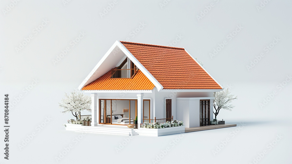 3d house model on white background. 3D house model, white background ...