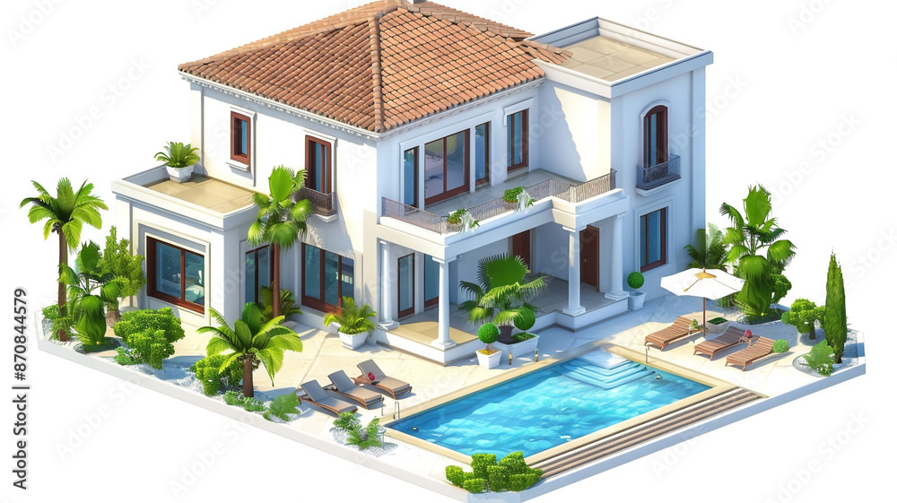 3d house model on white background. 3D house model, white background ...