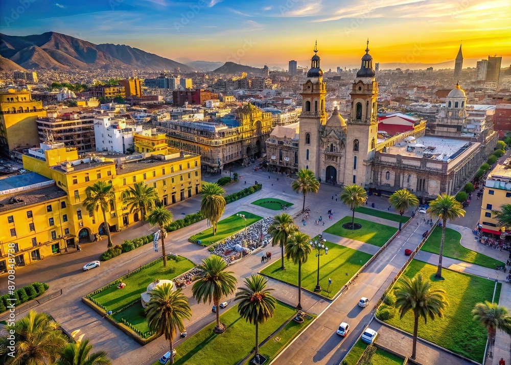 Vibrant cityscape of Lima Peru captured by drone, showcasing majestic ...
