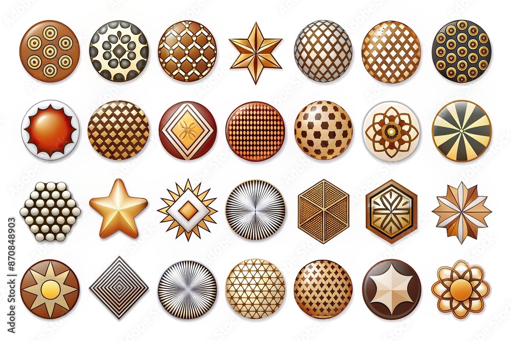 Stylish set of matching icons with identical design elements, shapes ...