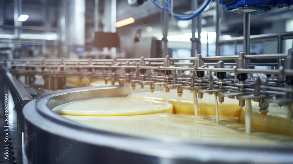 Pasteurization in large tanks Dairy products in a modern dairy factory ...